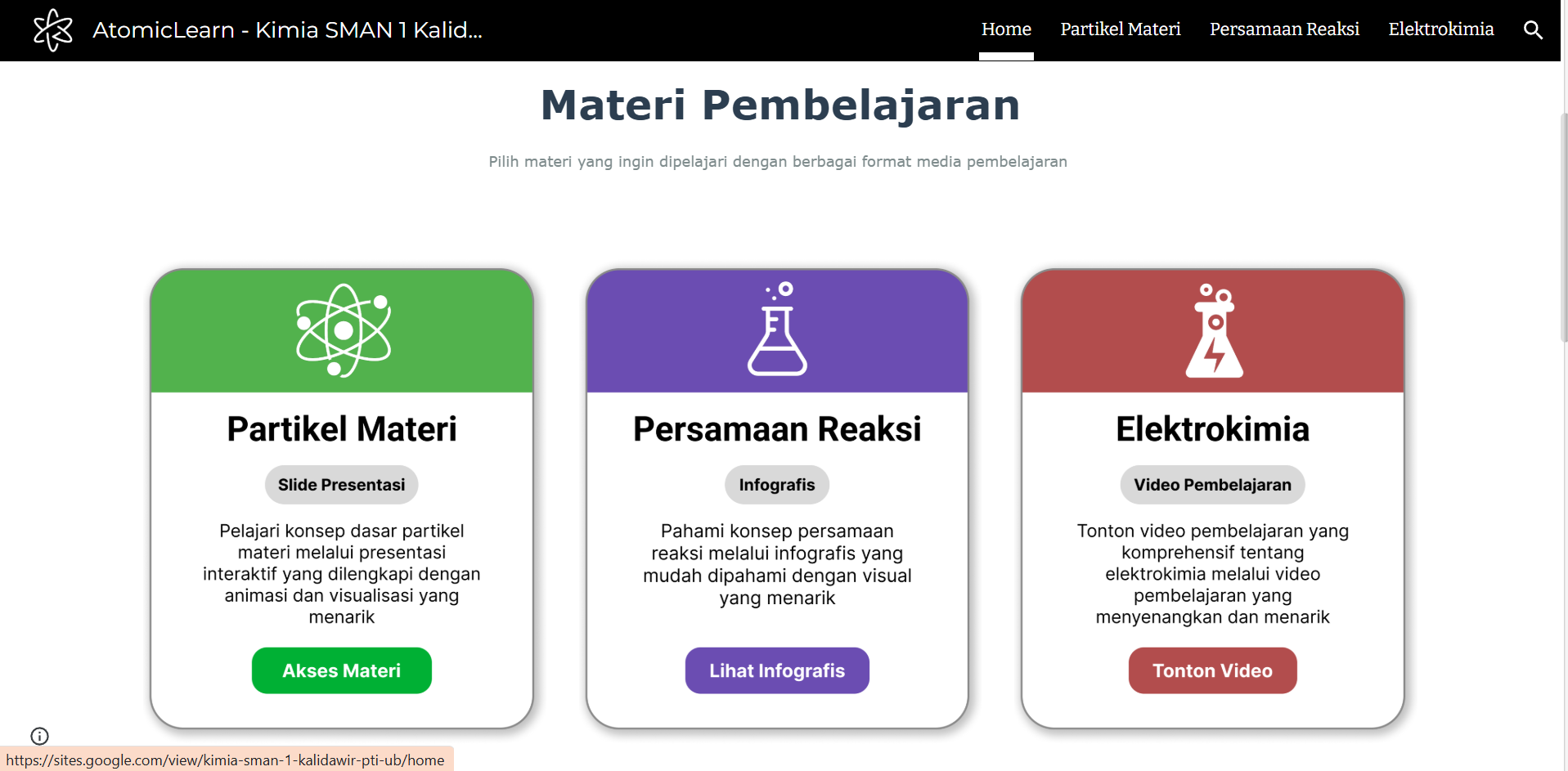AtomicLearn: Inovasi Konten Pembelajaran Digital untuk Mata Pelajaran Kimia - project filkom