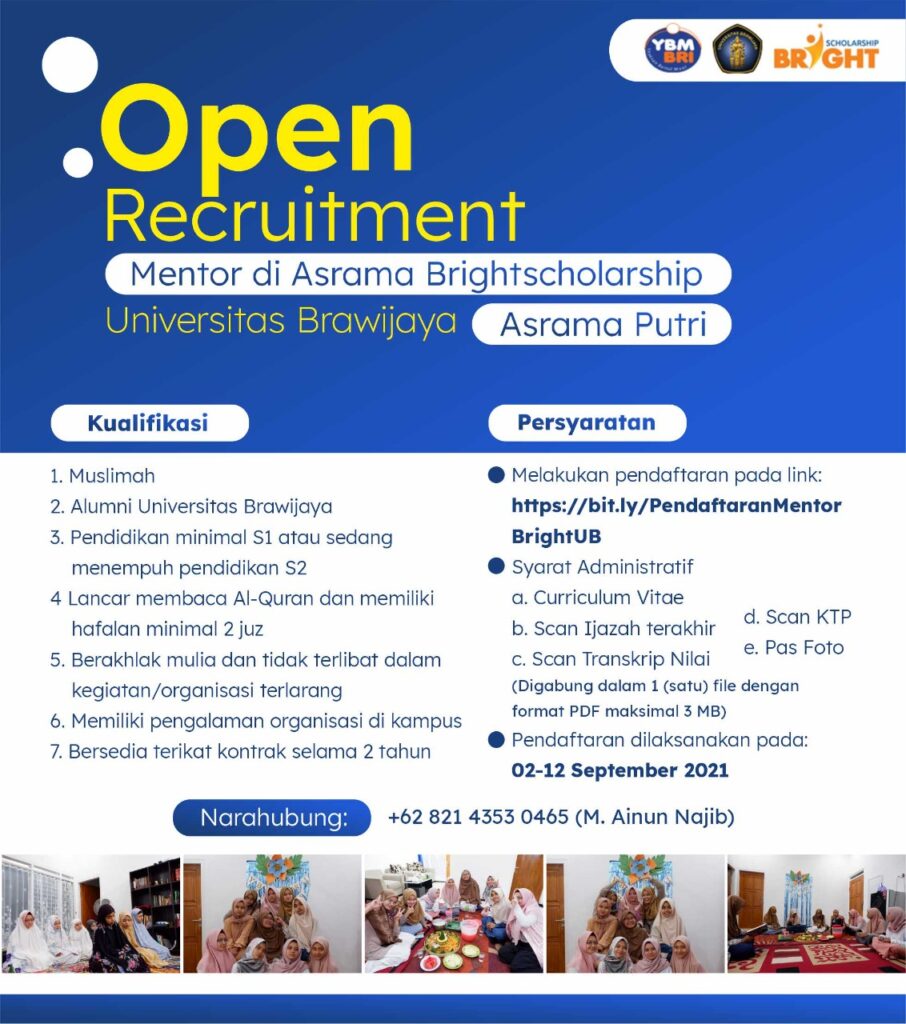 (Open Recruitment) Mentor di Asrama Brightscholarship Universitas ...