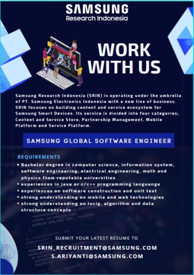 (Open Recruitment) Samsung Research Indonesia (SRIN) - Fakultas Ilmu Komputer | Universitas ...