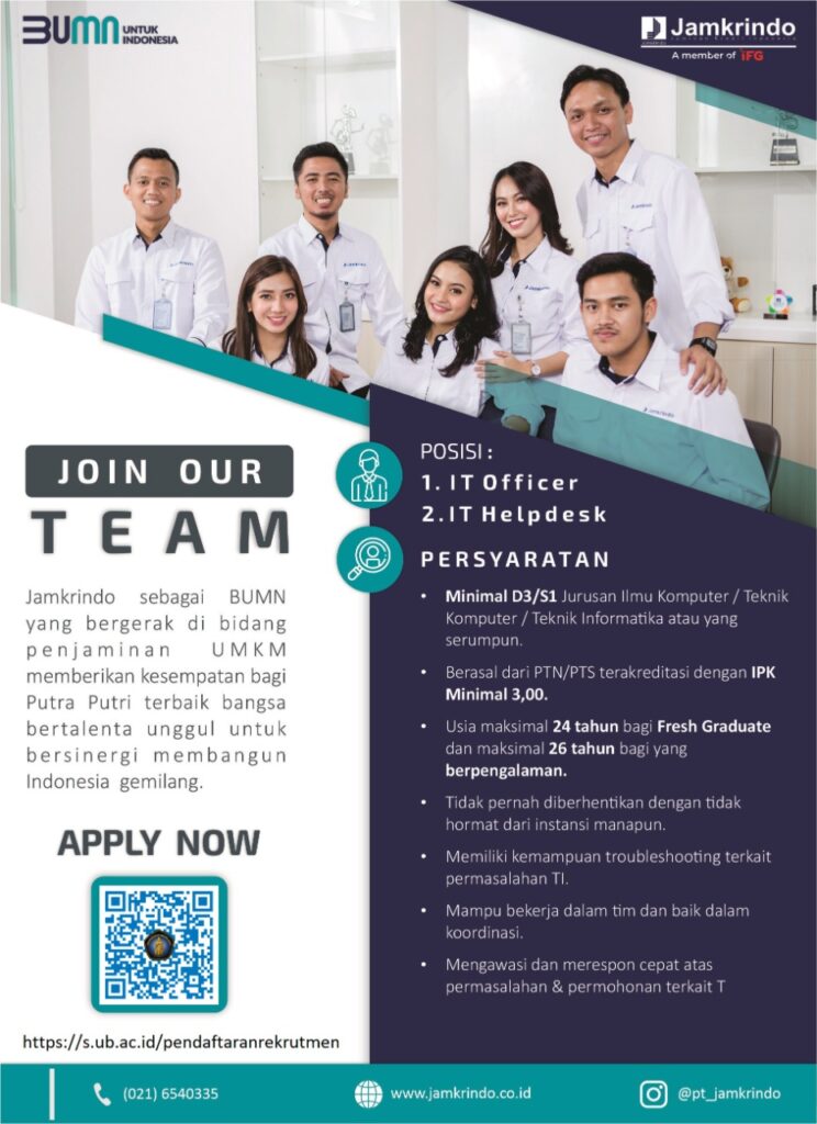 Open Recruitment - Jamkrindo - Fakultas Ilmu Komputer | Universitas Brawijaya