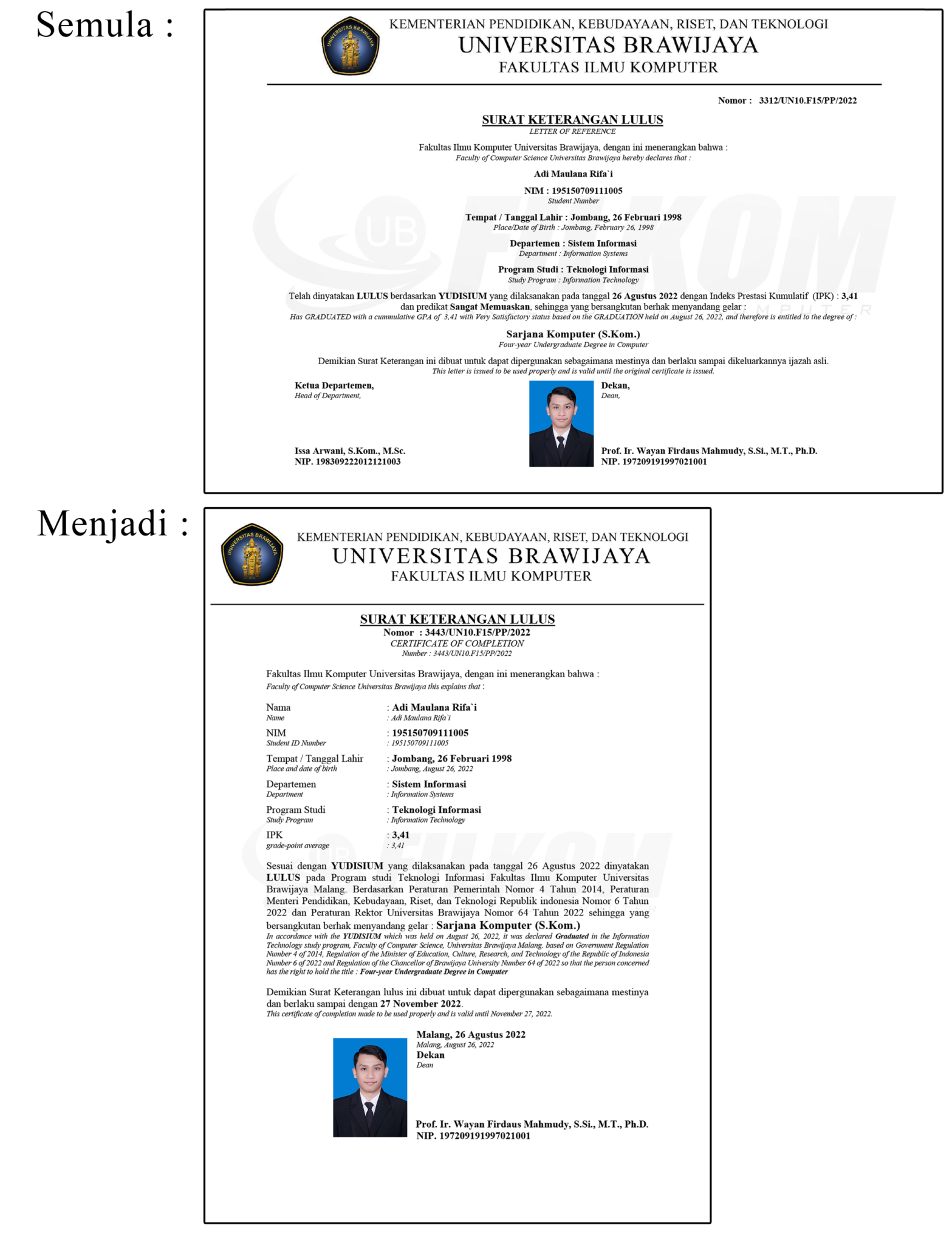 Surat Edaran Nomor : 3660/UN10.F15/PP/2022 Tentang Perubahan Format ...