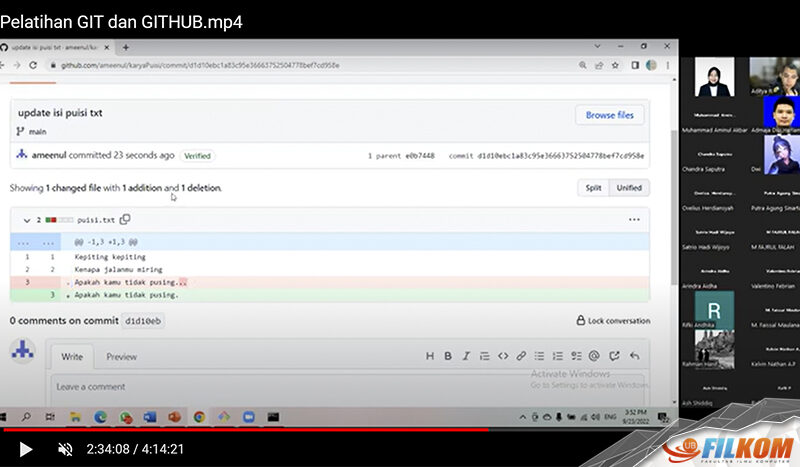 FILKOM UB Berikan Pelatihan Aplikasi GIT dab GITHUB Pada SMK Kota Malang Dan Kota Batu Secara ...