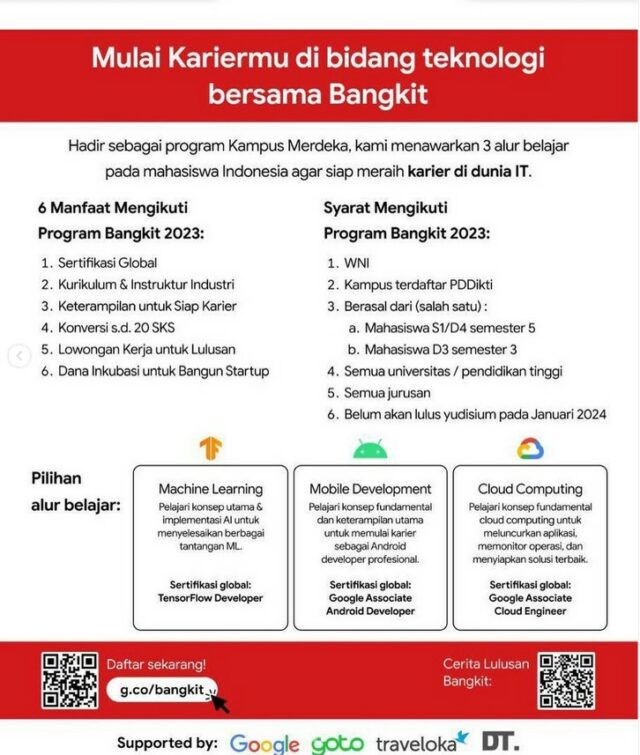 Telah Dibuka! Program Bangkit 2023 Batch 2 Bersama Google, GoTo, dan Traveloka - Fakultas Ilmu ...