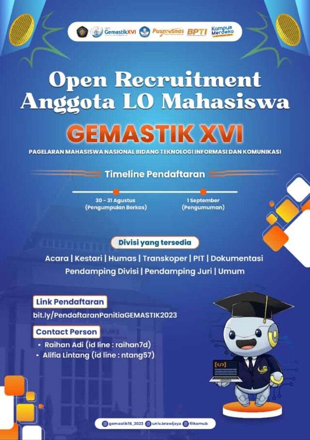 Open Recruitment Anggota LO Mahasiswa GEMASTIK XVI - Fakultas Ilmu Komputer | Universitas Brawijaya
