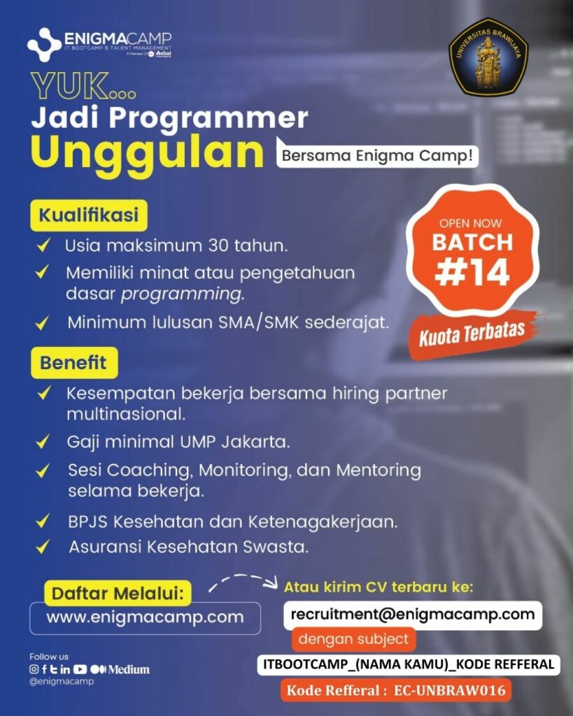 Enigma Camp Program 1.0 (Offline) Batch 14 - Fakultas Ilmu Komputer | Universitas Brawijaya