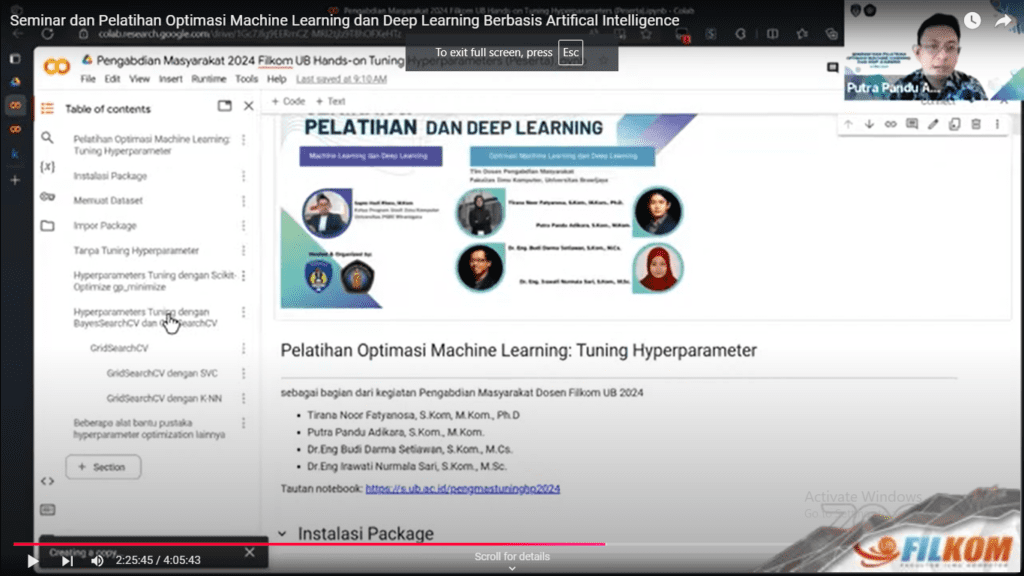 Seminar Optimasi Machine Learning dan Deep Learning Berbasis Artificial Intelligence: PENGMAS ...